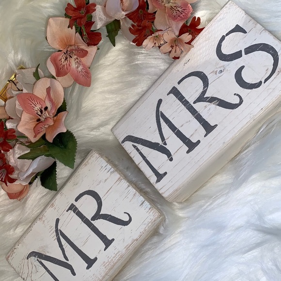 Accents | Mr Mrs Stenciled Wooden Plaques Farmhouse Rustic | Poshmark